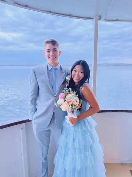 Light Blue Layered Tulle Long Prom Dress Elegant Graduation Gown – jkprom