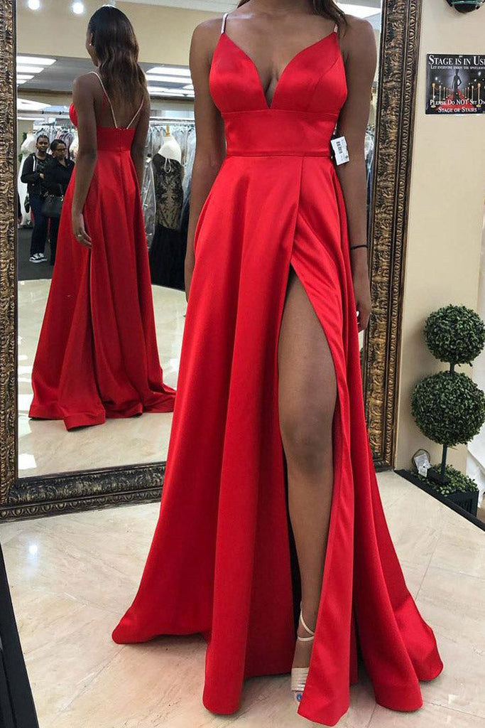 Split-Front Red Prom Dress,Evening Dresses for Weddings – jkprom