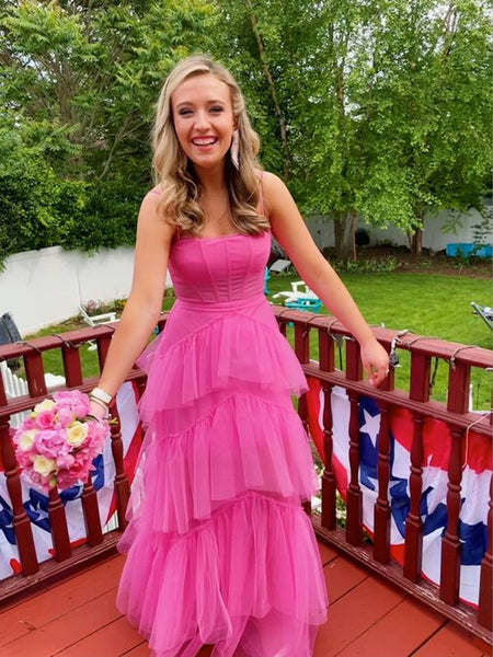 Layered Tulle Graduation Dresses,Long Formal Dress Outfits – jkprom