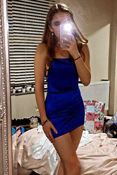 Straps Tight Royal Blue Mini Party Dress Homecoming Dresses – jkprom