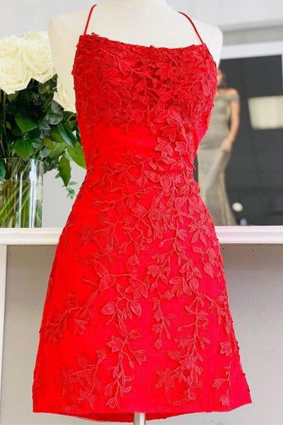 Lace Backless Red Short Homecoming Dresses Sexy Elegant Hoco Gowns – jkprom